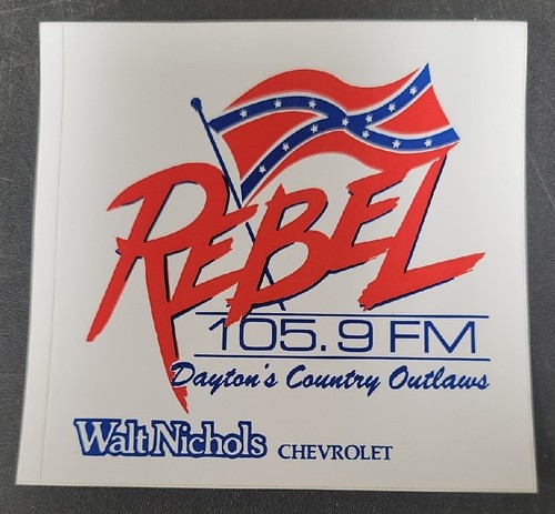 Vtg Rebel 105.9 FM Dayton Country Radio Station Sticker Window Decal ...