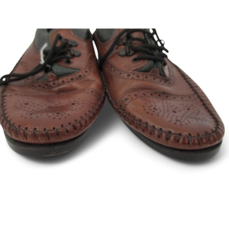 Vintage Clarks Made in Italy Brown and Dark Green Leather Ladies ...