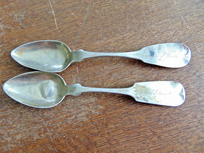 2 PURE COIN ANTIQUE FRUIT SPOONS-MAYNARD & TAYLOR-PREMIUM-MONOGRAMED | eBay