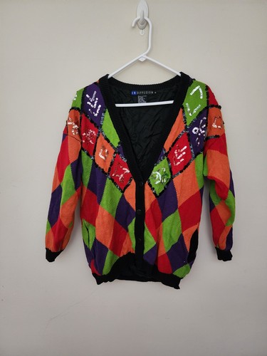 Vintage 1992 IB Diffusion Cardigan Sweater Small Like Medium Color ...
