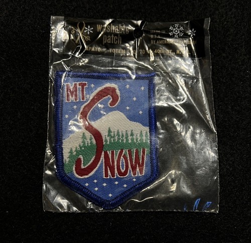 MT SNOW Vintage Ski Patch Badge VERMONT Skiing Souvenir Travel UNUSED ...