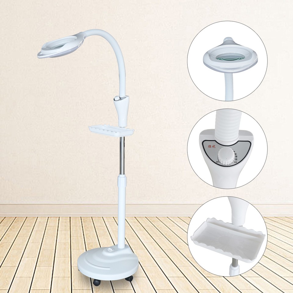 16X Diopter Floor Stand Rolling Magnifier LED Lamp Glass Magnifying ...