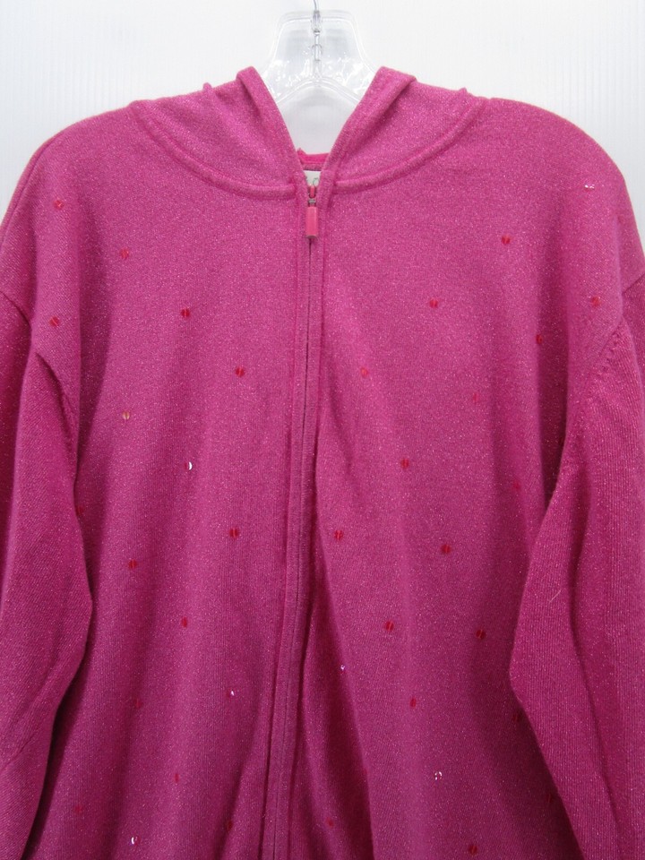 Quacker Factory Sweater Women 3X Plus Pink Cardigan Full Zip Hoodie ...
