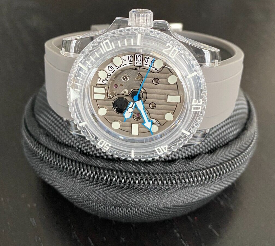 Custom Mod Watch 40mm Transparent Case NH35 Automatic Movement Gray ...