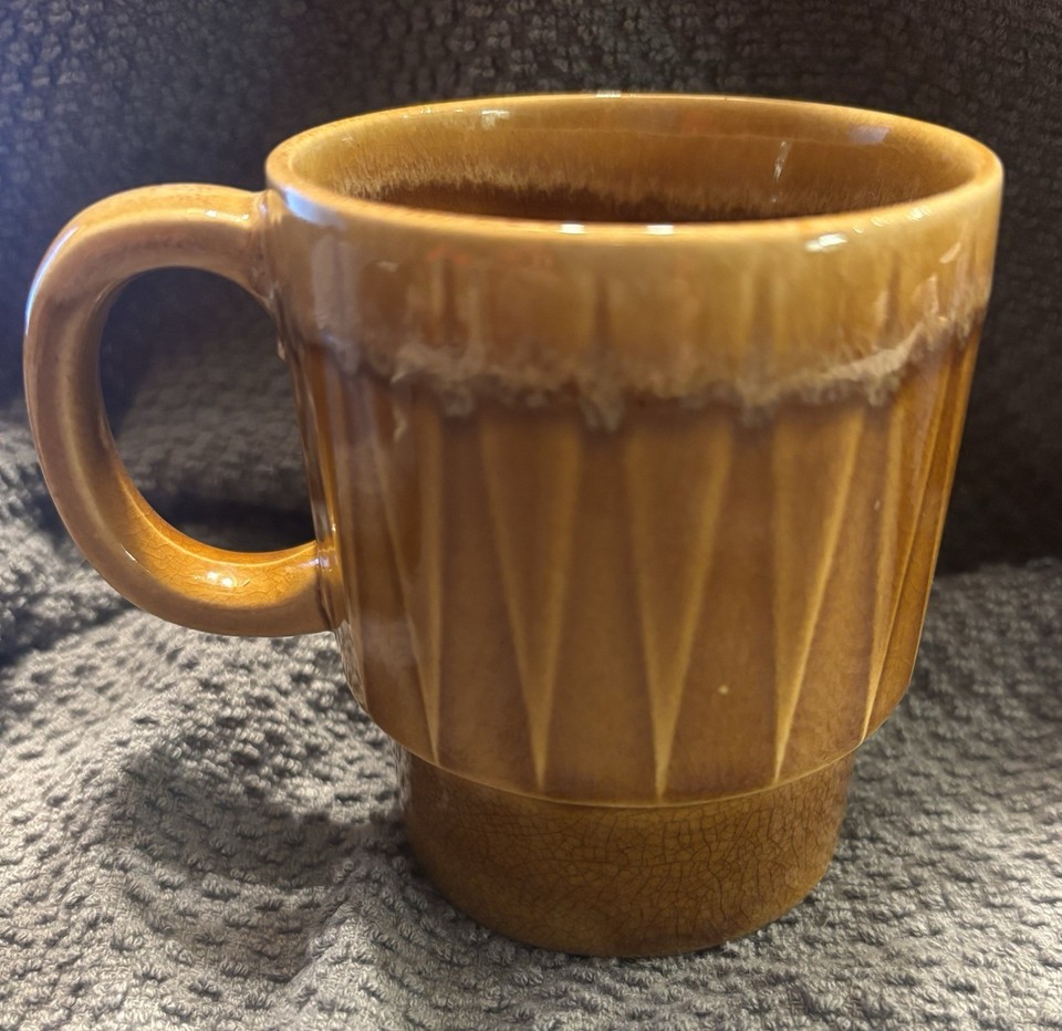 Vintage Japan Brown drip glaze stackable coffee mug | eBay