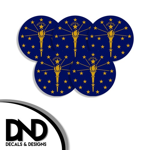 Indiana State Flag IN Circle Sticker USA Helmet Decal 5 Pack 2.5in | eBay