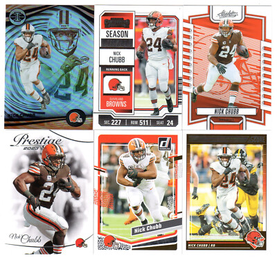 (6) Card NICK CHUBB Lot! Panini Contenders, Prestige, Donruss...BROWNS ...