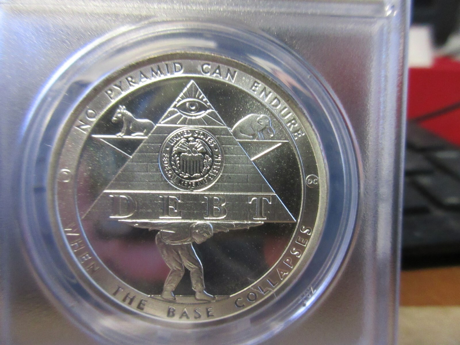 2010 Debt Pyramid / Uncle Scam HT Token by Daniel Carr Silver ANACS MS ...