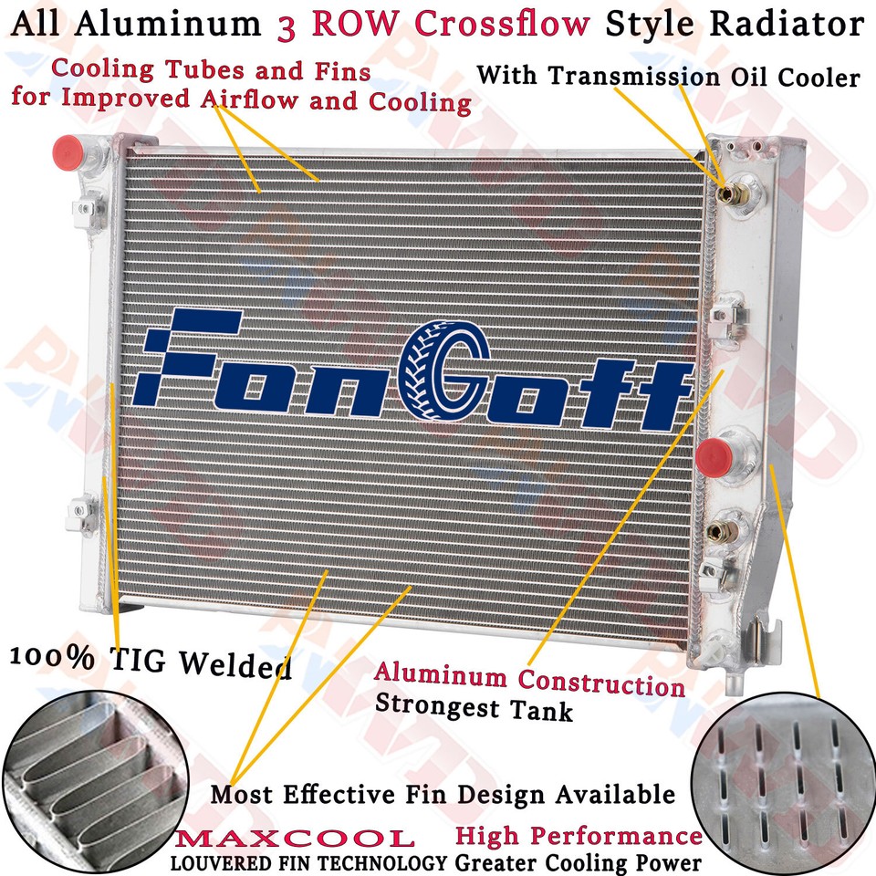 For 1997-2004 Chevy Corvette Z06 C5 350 5.7L AT 3 Row Aluminum Radiator ...