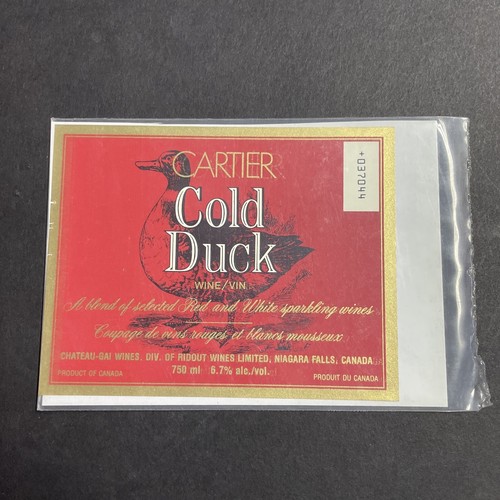 Vintage 1965 Cartier Cold Duck Wine Blend UNUSED Paper Label Niagara ...