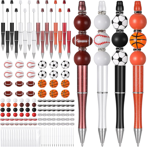 16 Set Sports Bead Pens Bulk DIY Beadable Pens Making Kit Plastic ...