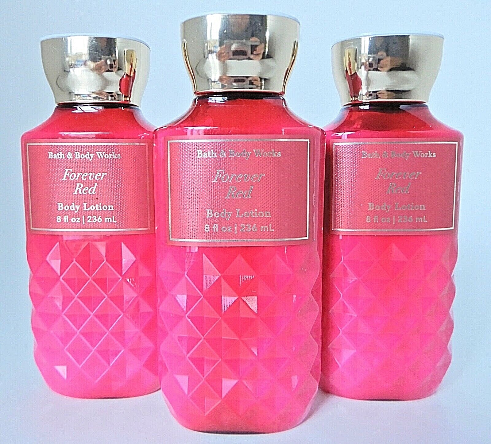 3 BATH & BODY WORKS FOREVER RED MOISTURE BODY LOTION CRUELTY FREE LARGE ...