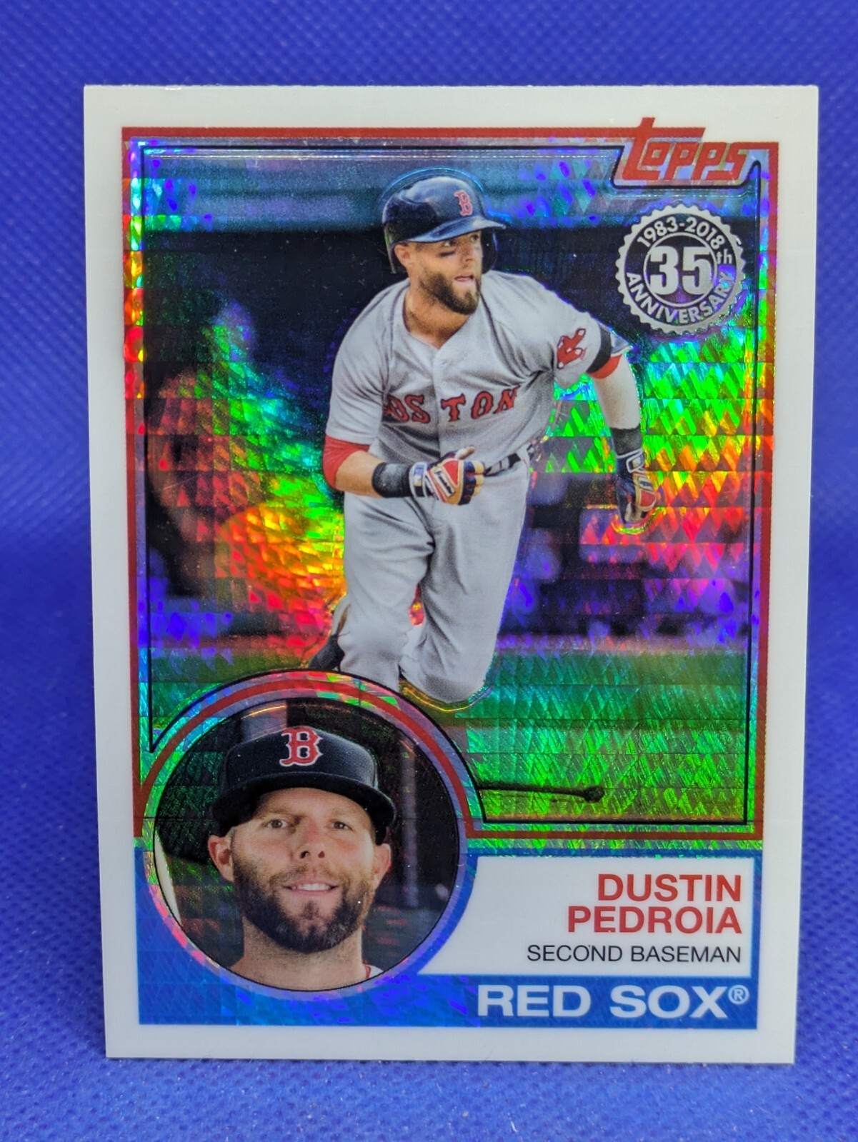2018 Topps 35th Anniversary Dustin Pedroia #130 Red Sox PRISM REFRACTOR ...