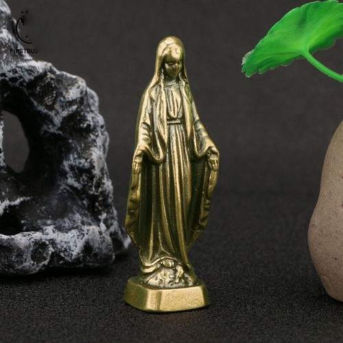 Pure Brass Blessed Virgin Mary Figurine Miniature Ornament Small Statue ...