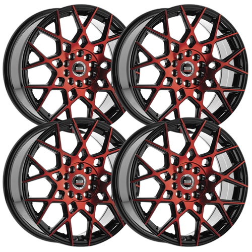 (Set-4) Spec-1 SP-52 17x7.5 4x100/4x114.3 42mm Black Red wheels rims 17 ...