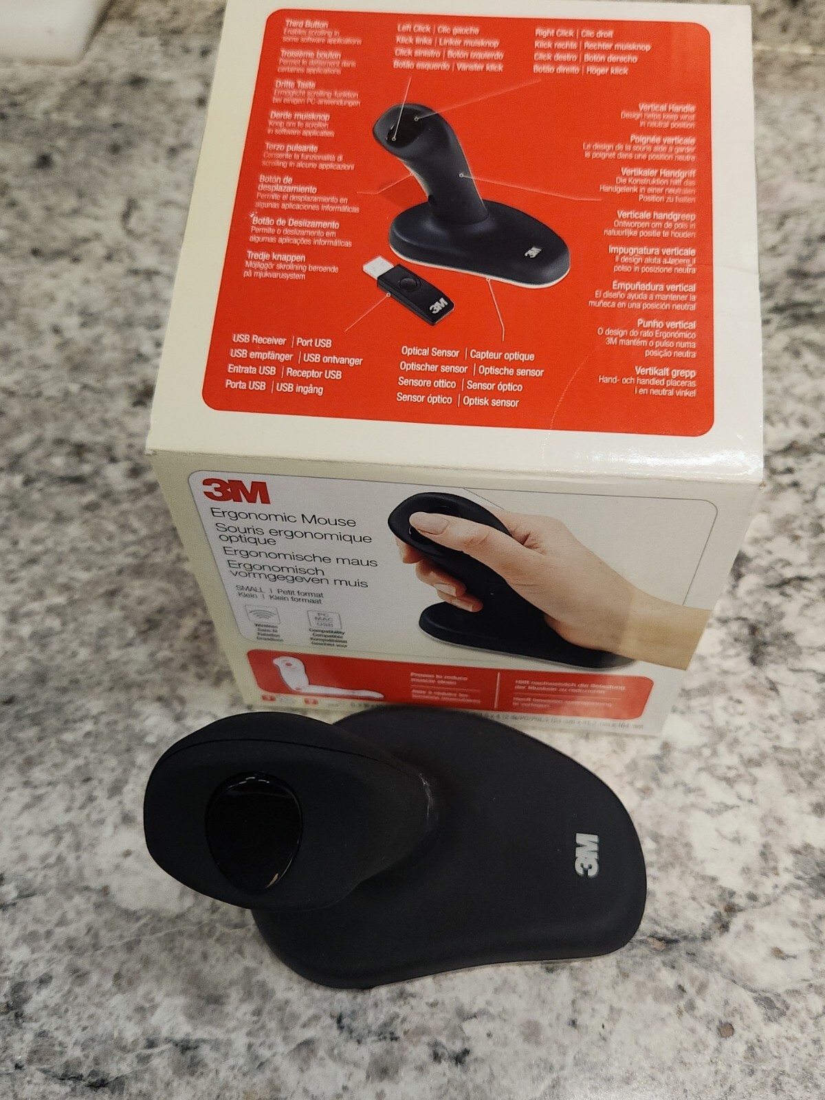 3M EM500GPL Ergonomic Mouse Large Graphite - Black for sale online | eBay