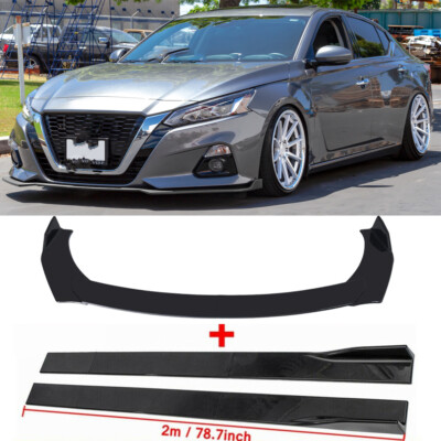 Car Front Bumper Lip Spoiler Body Kit + Side Skirt Splitter For Altima ...