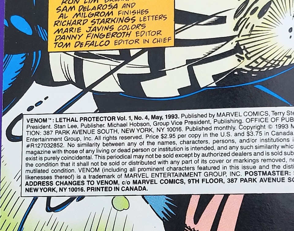 Venom Lethal Protector #4 1993 Marvel 1st Scream Lasher Agony Riot ...