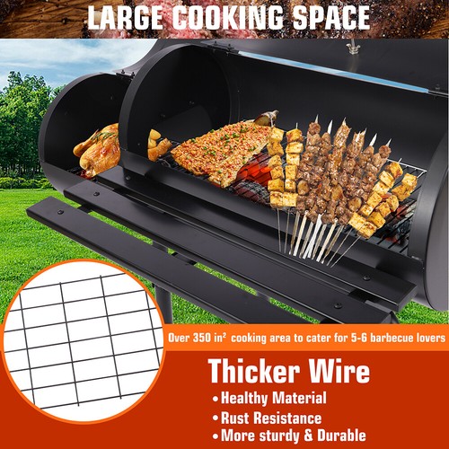BBQ Grill Charcoal Offset Smoker Pit Outdoor Cooker Barbecue Tools ...