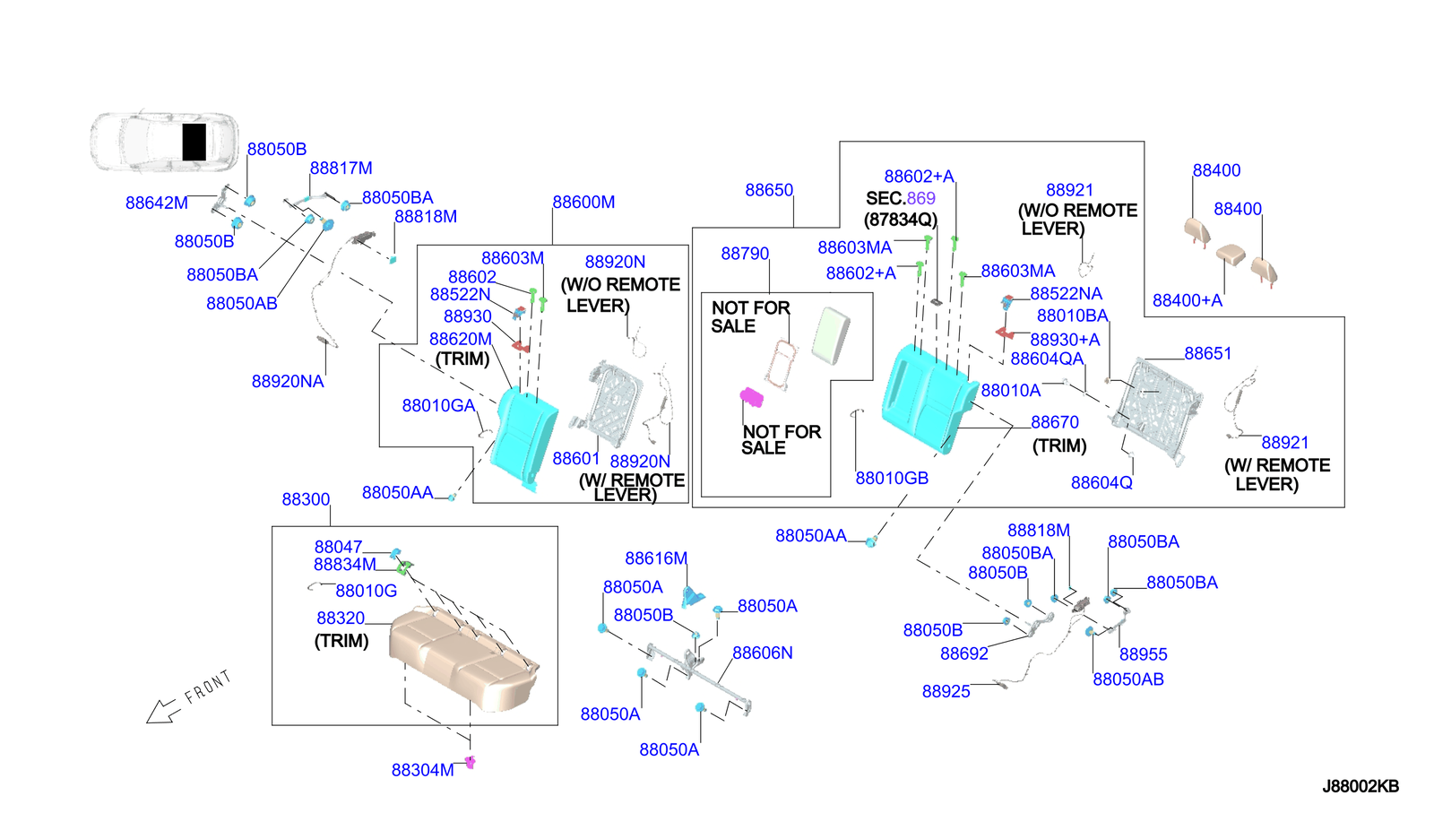 Genuine Nissan Back Assembly Rear Seat Right-hand 88600-6RR2A for sale ...