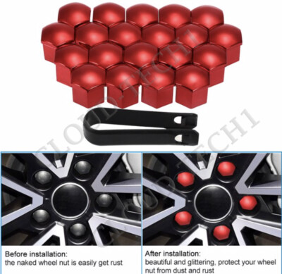 20x For AUDI Q2 Q3 Q5 CHROME RED WHEEL BOLT NUT COVERS +REMOVAL TOOL ...