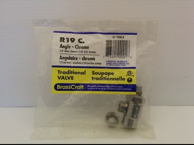BRASSCRAFT R19 C. ANGLE CHROME TRADITIONAL VALVE, 1/2" NOM SWEAT x 3/8 ...