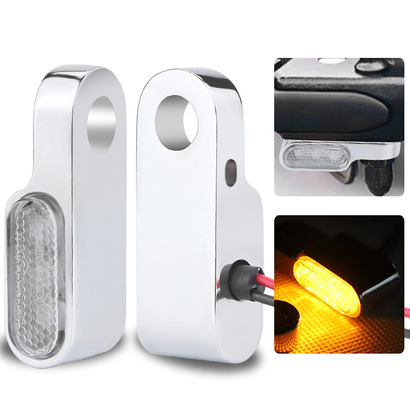 2X Amber Motorcycle Indicator LED Turn Signal Light Blinker Mini Chrome ...