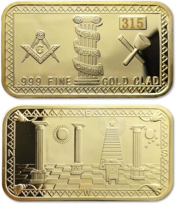 Freemason Coin Masonic Pillars, Square & Compass, 315 Engraving Masonic ...