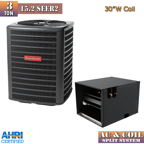 Goodman 3 Ton Split AC & Coil System GSXH503610 CHPTA3630C4 14.3-15.2 ...