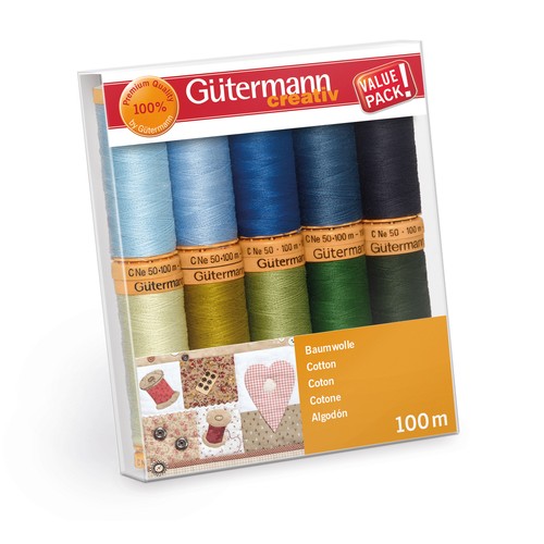 Gutermann Thread Set: Natural Cotton C. No.50: 10 x 100m: Colour ...