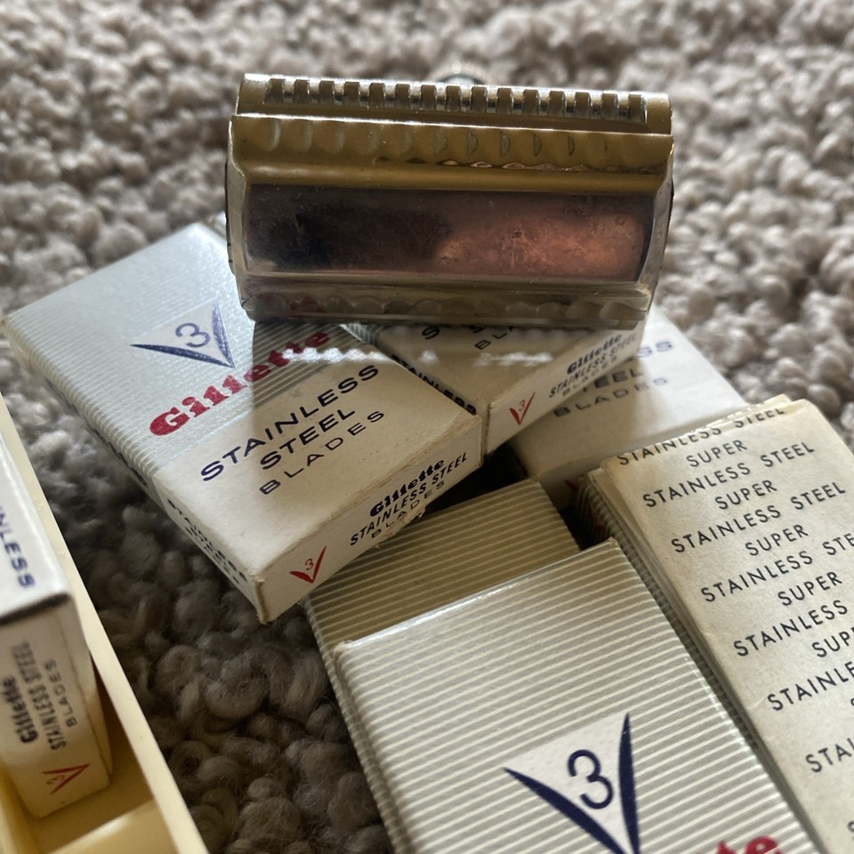 VINTAGE HOFFRITZ NY GERMANY SLANT BAR SAFETY RAZOR IN plastic CASE W ...