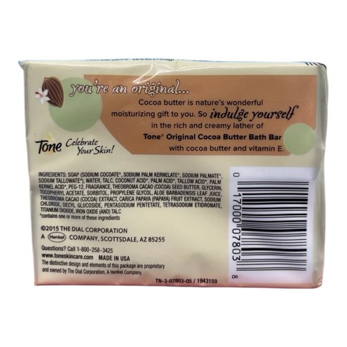 Tone Bath Bar Soap with Cocoa Butter and Vitamin E (6-Pack, 4.25 Oz ...