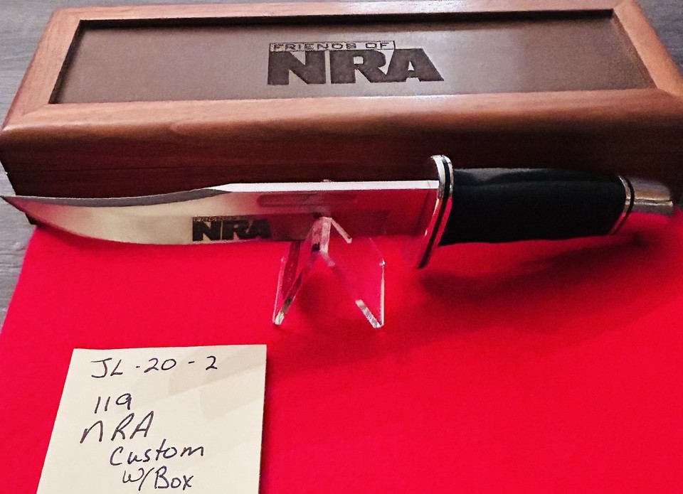 BUCK USA 119 FRIENDS OF THE NRA IN CUSTOM WOOD BOX. NIB NOT A DISPLAY ...