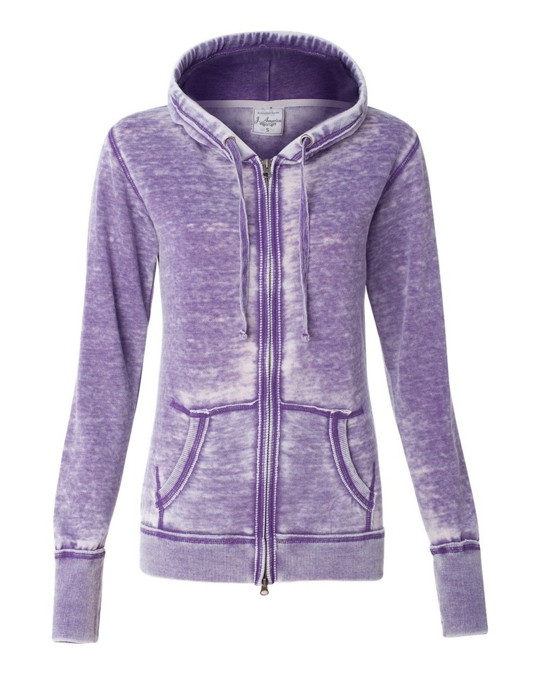 Ladies VANITY ZEN Full Zip Size S-2XL Burnout Hoodie Hooded Sweatshirt ...