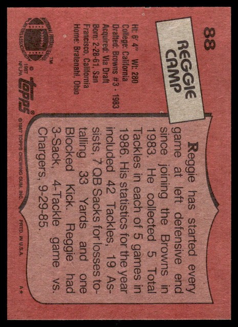 1987 Topps - #88 Reggie Camp for sale online | eBay