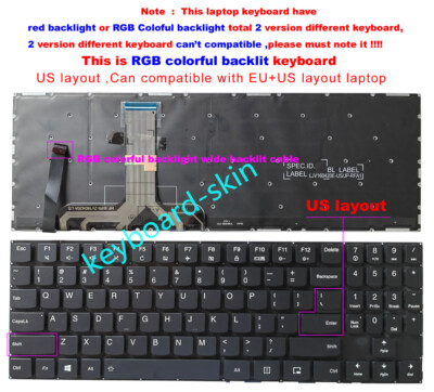 New US RGB backlit keyboard For lenovo Legion Y520-15IKB Y720-15IKB ...