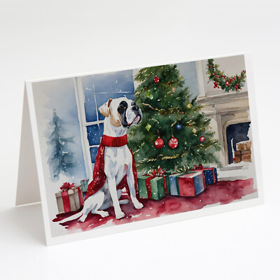 White Boxer Christmas Greeting Cards and Envelopes Pack of 8 ...