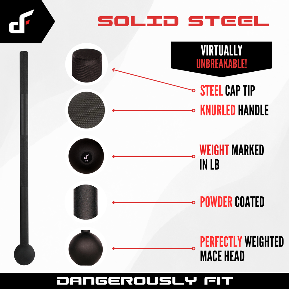 Steel Mace (7lb to 60lb) - Dangerously Fit Mace Bell Training | eBay