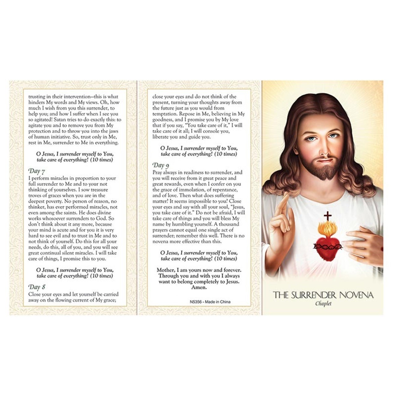 2 Pack: Surrender Novena Chaplet with Prayer Card Sacred Heart of Jesus ...
