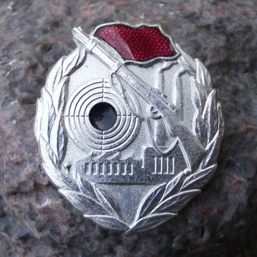 Vintage East German Paramilitary Organisation KdA Gun Red Flag DDR Pin ...