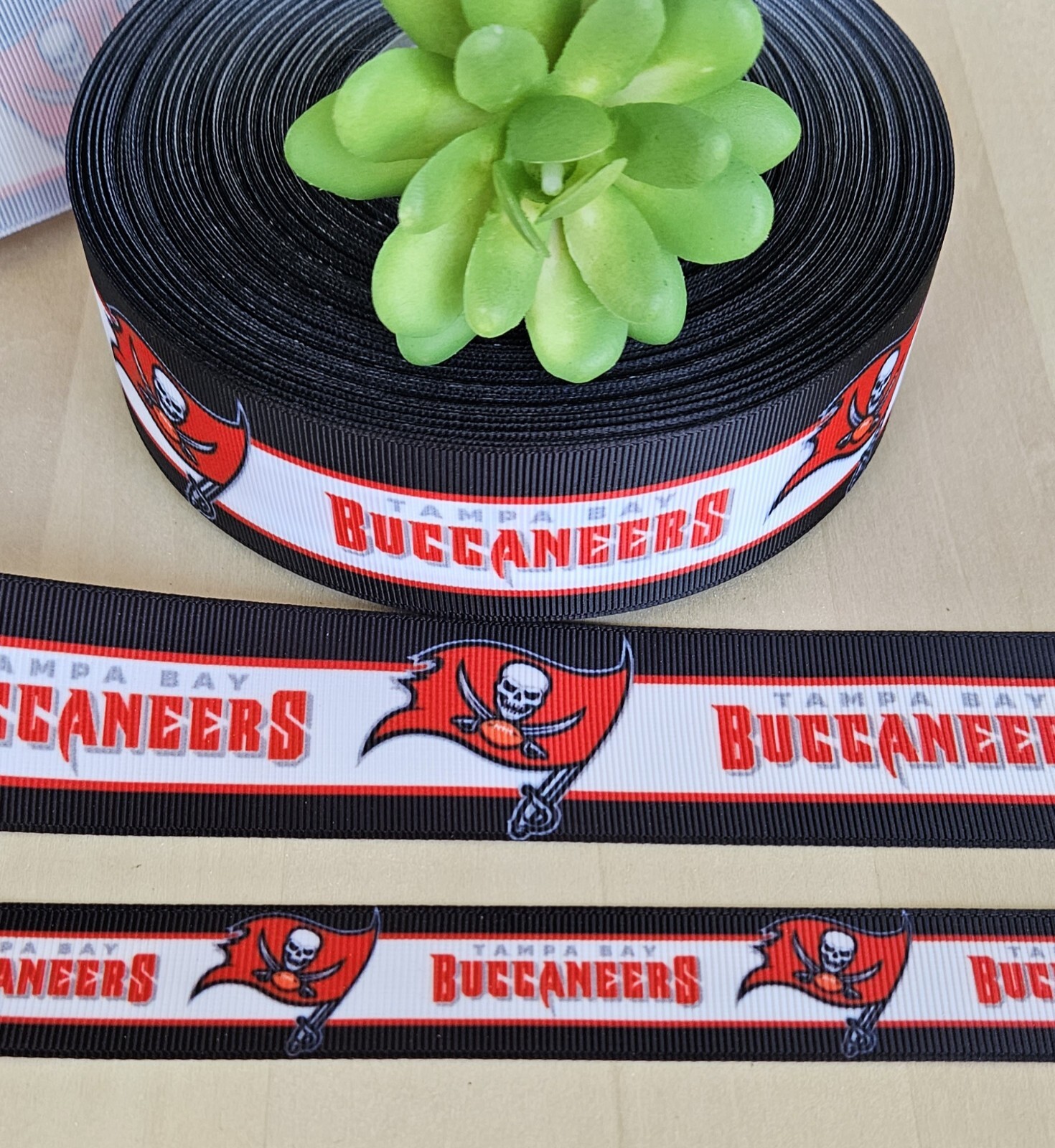 7/8 & 1.5" (1YD) Tampa Bay Buccaneers Grosgrain Ribbon Football Hair ...