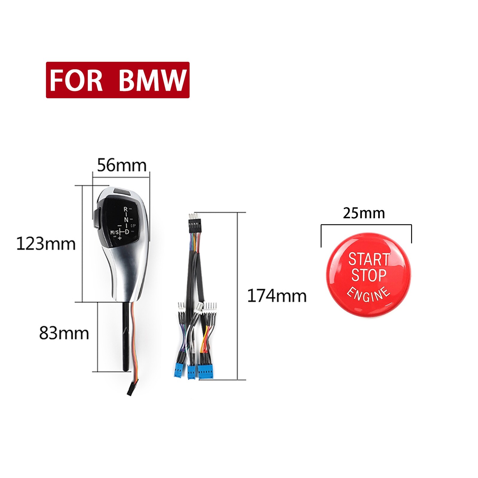New Modified LED LHD Automatic Gear Shift Knob Shifter Lever For BMW ...