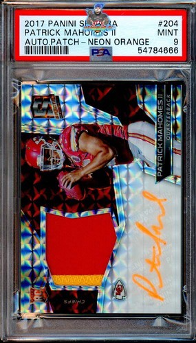 2017 Spectra Patrick Mahomes RPA Neon Orange #204 /5 PSA 9 | eBay