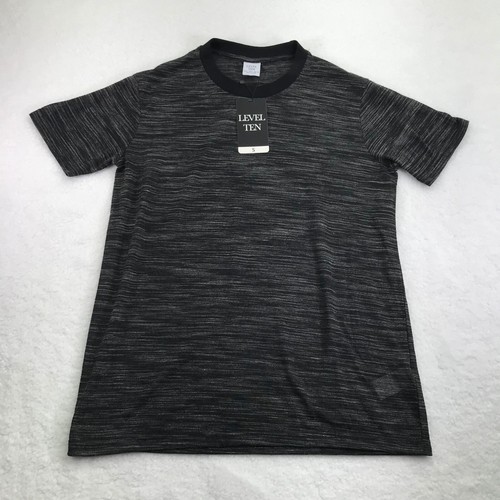 Level Ten Shirt Mens Small Black SS melange Knit Seethrough Short ...