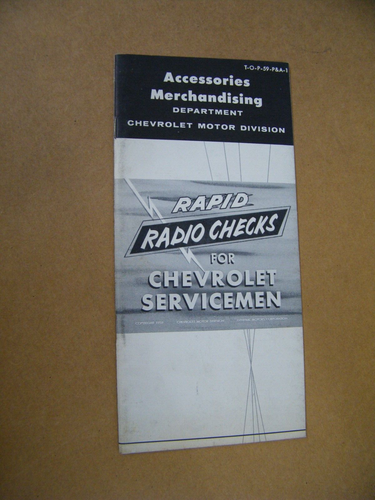 Chevrolet Motor Rapid Radio Checks For Chevrolet Servicemen Booklet TOP ...