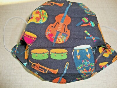 FACE MASK - ADULT - "MUSICAL INSTRUMENTS" - NEW - REVERSIBLE - HOMEMADE ...