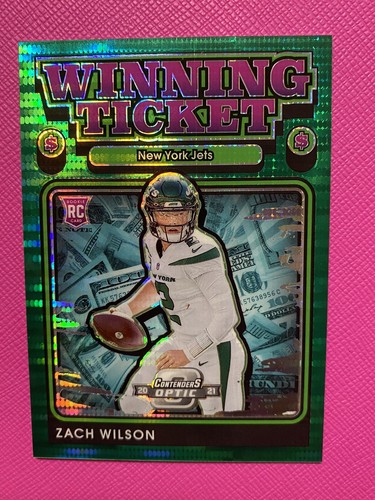 2021 Panini Contenders Optic Zach Wilson Winning Ticket Green Pulsar ...