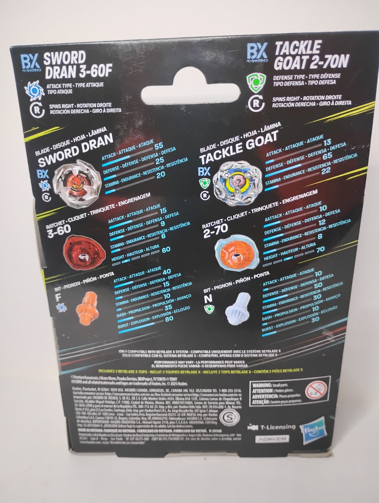 Hasbro Takara Tomy Beyblade X Sword Dran 3-60F Tackle Goat 2-70N Dual ...