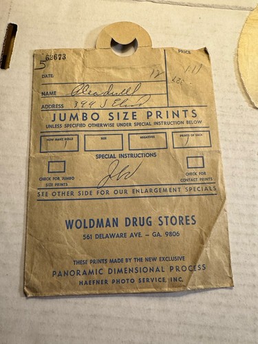 Vintage Woldman Drug Stores Buffalo Haefner Photos Film Processing ...