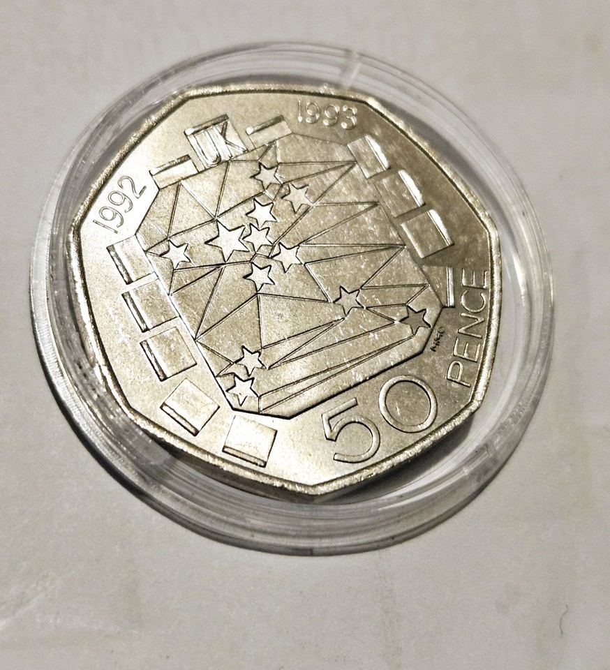 Rare 1992 EU ECC Dual Date Single Market 50 Pence Coin, | eBay UK
